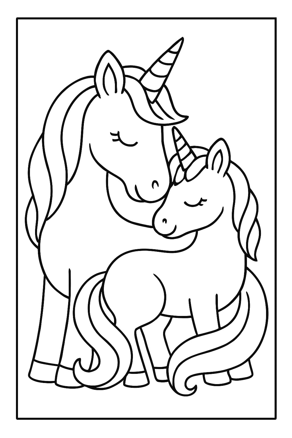 Mom and Baby Unicorn Coloring Pages (Free, Sweet & Classroom-Ready)